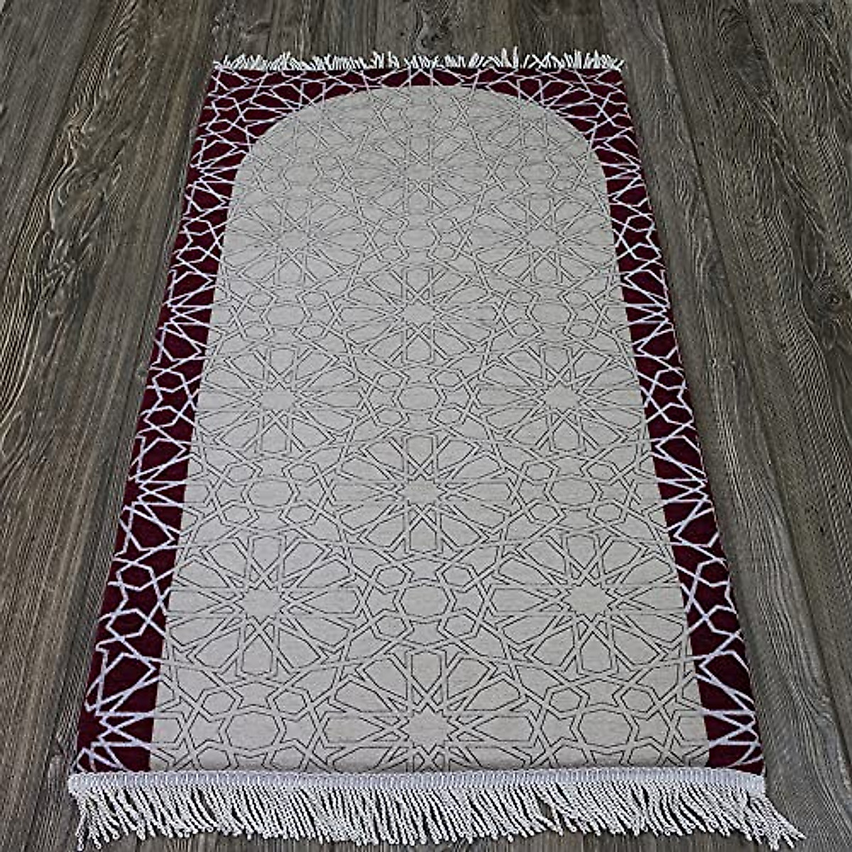 Modefa Turkish Islamic Prayer Rug - Foldable Orthopedic Foam Janamaz - Thick & Comfortable Padded Muslim Praying Mat for Men & Women - Ramadan or Eid Gift - Selcuk Star with Carry Case (Red)