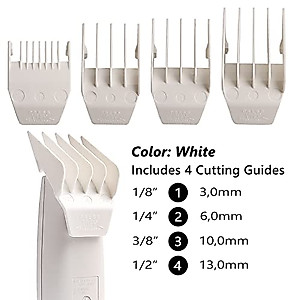 Professional Peanut Clipper Guards - 4-Piece Clipper Guides For Wahl Peanut, Trimmer Cutting Guides Set - Competible with Peanut Blade, White