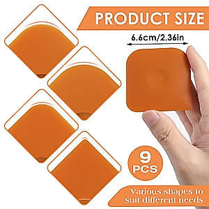 Pan Scraper, 9Pcs Dish Scraper Tool Set, Pot Food Scraper Non Scratch for Cast Iron, Cast Iron Cleaner Scraper Iron Skillet Scraper Scrubber for Cleaning, Grease,Kitchen Scrapper,Dishes, Pans (Orange)