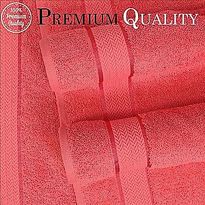 Bath Towels Set-100% Cotton-2 Bath Towels, 2 Hand Towels & 2 Washcloths-Large, Quick Dry, Absorbent, Soft & Plush, Gym, Spa, Hotel, Shower Towels -6 Piece Luxury Bathroom Towels - Coral / Dark Coral