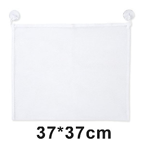 Onsinic 1pc Bath Toy Storage Bag Mesh Basket Baby Bath Tub Toy Storage Net Folding Hanging Organiser for Bathroom, White, 14.17x14.57 inch