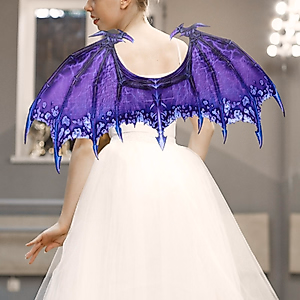 Fancyes Dragon Costume Dinosaur Wings Gift Toy Decoration Pretend Play Birthday Dragon Wing Photo Props Non Woven Fabric Carnival Nightclub Creative, Purple