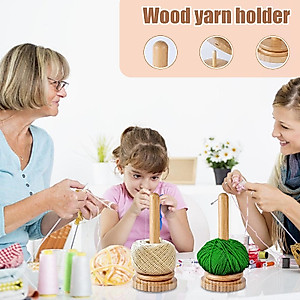 Wooden Yarn Holder Dispenser for Crocheting, Stand Ball Spindle Crochet and Sewing Tool, Prevent Yarn Tangling, Winding and Dispensing Accessories