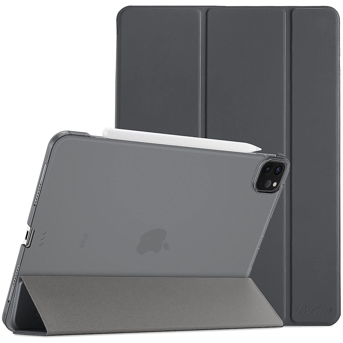 ProCase Smart Case for iPad Pro 12.9 2022/2021/2020/2018, Slim Stand Hard Back Shell Smart Cover for iPad Pro 12.9" 6th Gen/5th Gen/4th Gen/3rd Gen -Grey