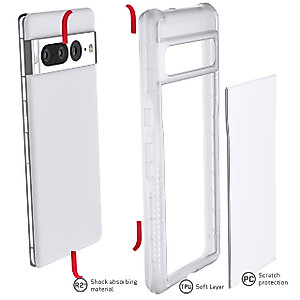 Ghostek COVERT Google Pixel 7 Pro Case Clear with Ultra Thin Design and Non-Slip Grip Bumper Supports Wireless Charging Shockproof Protective Phone Cover Designed for 2022 Pixel 7 Pro (6.7 IN) (Clear)