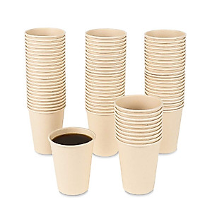 JAYEEY Disposable Coffee Cups Bamboo Paper Cups Coffee Cups, Brown Hot Cups 120 Count 10 OZ Water cups