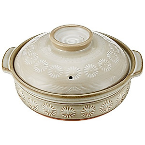 Banko Ware 52013 Ginpo Hanamishima Earthenware Pot (Deep Pot), No. 9, For 4-5 People