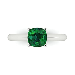 Clara Pucci 1.50 ct Cushion Cut Solitaire VVS1 Green Emerald Wedding Bridal Designer Anniversary Engagement Ring 14k White Gold 5.75
