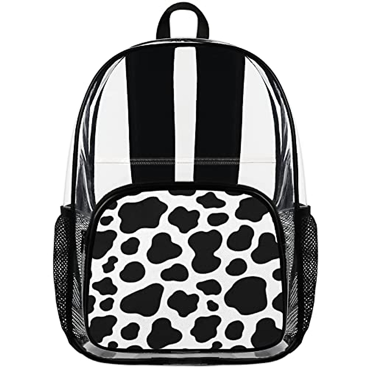 TropicalLife Heavy Duty Clear Backpack Stadium Approved PVC Transparent Backpack See Through Large Bookbag (Cow)