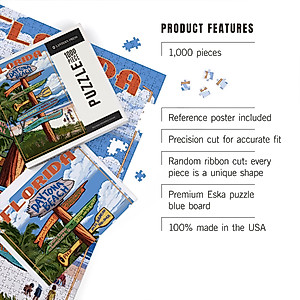 Daytona Beach, Florida, Destinations Sign (1000 Piece Puzzle, Challenging Jigsaw Puzzle for Adults, Made in USA)