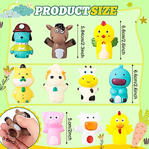 Chengu 10 Pcs Finger Puppets Rubber Farm Animal Finger Puppets Easter Basket Stuffers Egg Fillers Fun Bath Gifts Birthday Party Favors for Kids Toddlers Boys Girls