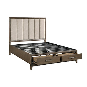 Lexicon Strader Platform Bed with Footboard Storage, Cal King, Dark Walnut