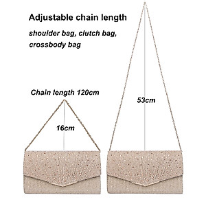 MUDUO Rhinestone Clutch Purses for Women Purses and Handbags Formal Wedding Party Prom Purse Money Bags (Champagne-G)…
