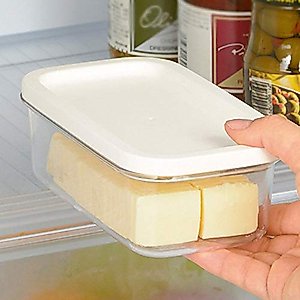 Butter Case Butter Dish Butter Box Keeper with Bamboo Lid,Butter Keeper Container Sealing With Lid Rectangle Food Storage Home