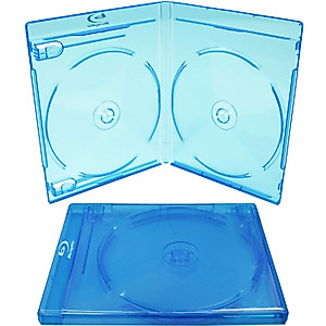 (100) Empty Standard DOUBLE Blue Replacement Boxes / Cases for Blu-Ray Disc Movies #BR2R12BL