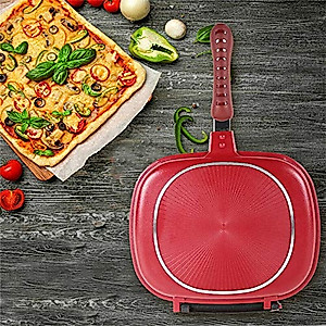 CHUNYU 32cm Double Side Grill Fry Pan Cookware Stainless Steel Double Face Pans Durable Pancake Pan Cookware Kitchen Pot