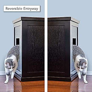 THE REFINED FELINE Cat Litter Box Enclosure Cabinet, Modern, Black Espresso, Adjustable Levelers, XLarge, Hidden Litter Cat Furniture with Drawer