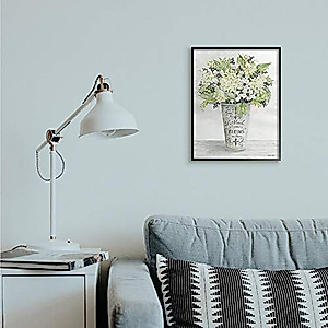 Stupell Industries French Floral Greenery Bouquet Parisian Charm Flowers, Designed by Cindy Jacobs Wall Art, 16 x 20, Black Framed