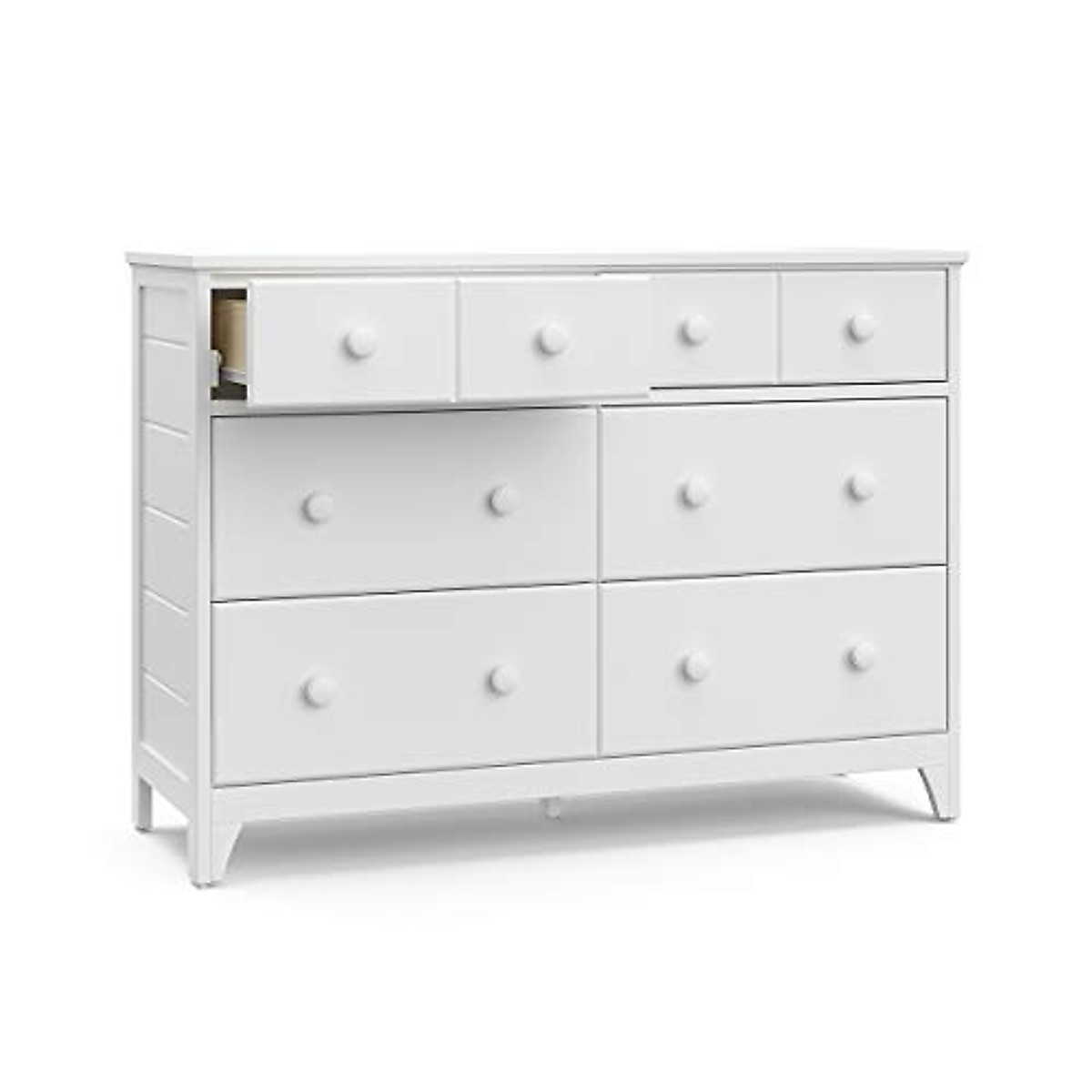 Stork Craft STORKCRAFT Moss 6 Drawer Double Kids Bedroom Dresser, 17.05x48.07x34.49(LxWxH) inches (Pack of 1), White