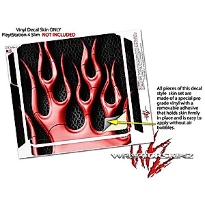 Vinyl Decal Skin Wrap compatible with Sony PlayStation 4 Slim Console Metal Flames Red (PS4 NOT INCLUDED)