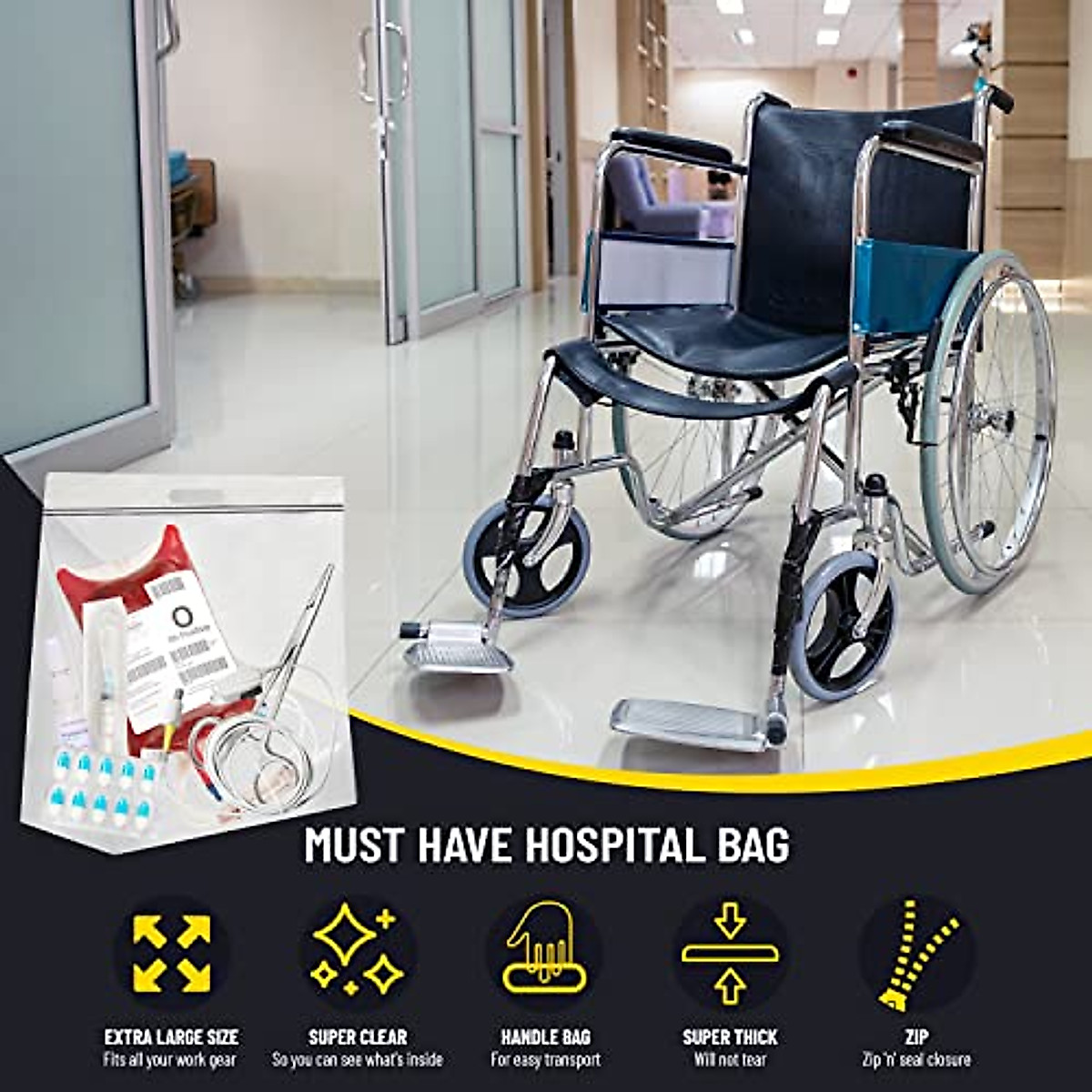 [ 15 count ] Jumbo Bags - DOUBLE ZIPPER - Storage Bag with Carry Handles - Extra Large 22x22" - 8 Gallon Clear Heavy Duty 4 Mil Plastic with Zipper Top for Clothing (22" x 22")