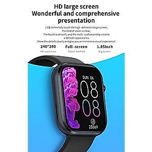 Smart watch, answer/dial phone, 1.83 inch fitness tracker, applicable to Android, IOS, sleep monitoring with blood pressure and blood oxygen, IP68 waterproof, applicable to men and women（Black）