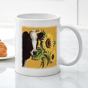 CafePress Cow With Sunflowers Mug Ceramic Coffee Mug, Tea Cup 11 oz
