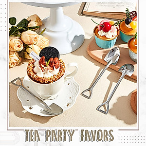 Zhehao 100 Pcs Shovel Spoons 6.1 Inch Stainless Steel Spoon Reusable Dessert Spoon for Ice Cream Fruit Coffee Home Restaurant Kitchen, Silver