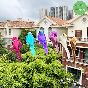 LWINGFLYER 6pcs Artificial Simulation Foam Feather Bird Sparrow 4.7" Bird Ornaments for Tree Decor Craft Decoration Home Party Accessories (Claw)