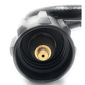1/4 male Inverted Flare x QCC1 ACME Pig Tail Propane Hose 2 FT 350PSI [948-753] High Pressure With Flow control shut off at Over 80,000 BTU's