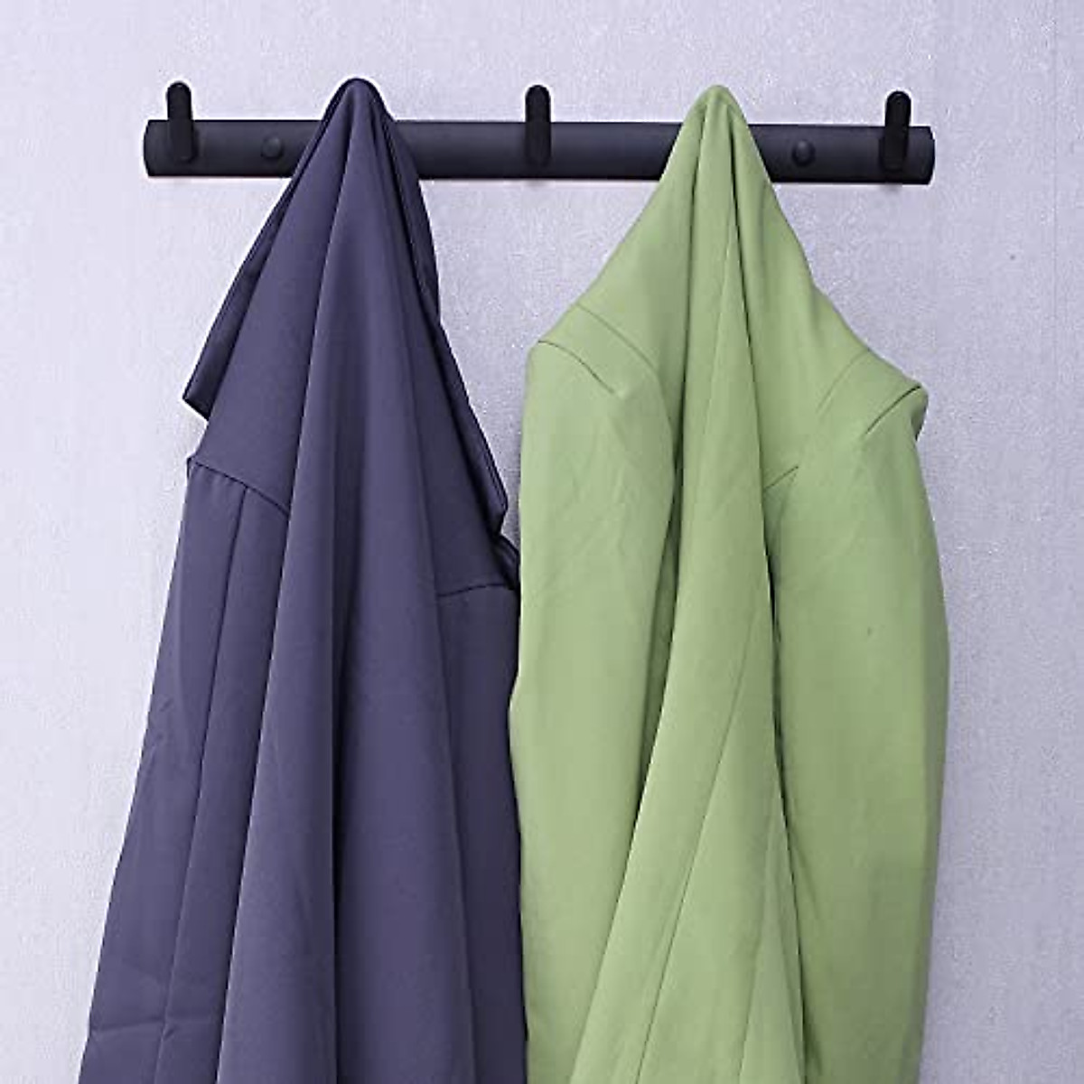 Fecraf Wall Mounted Coat Rack, Black Wall Mount Coat Rack, Modern Coat Hooks Wall Mounted for Bags, Towels, Wall Hook Rack for Entryway/Bathroom/Kitchen/ Closet, Solid Aluminum 5 Hooks Length -17.32in