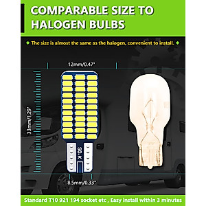 UNXMRFF - Super Bright Natural White T10 921 922 912 LED Bulb for 12V RV Ceiling Dome Light/RV Interior Lighting/Travel Trailer/Camper/Boat (Pack of 10)