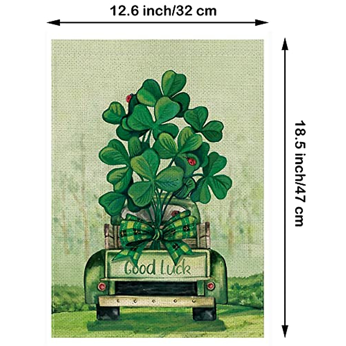 St Patricks Day Garden Flag Good Shamrock Luck Truck Vertical Burlap Double Sided Flag 12.5 x 18 Inch St Patricks Day Yard Outdoor Decorations
