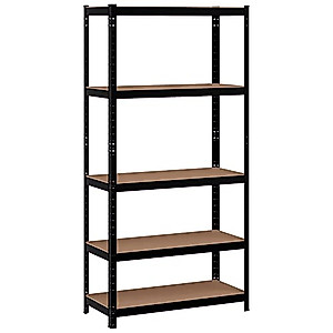 ERGOMASTER Storage Shelves Metal Garage Shelving Unit 5-Shelf Adjustable Heavy Duty Boltless Organizer Rack (1, Black)