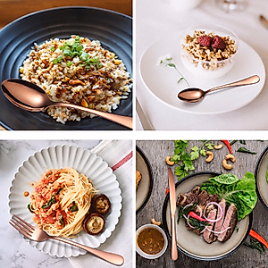 Stainless Steel Flatware Set,Service for 4,Rose Gold Cutlery Utensils 16Piece Tableware Set Include Fork Knife Spoon