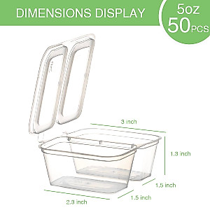 MOACOCK Double Compartment Condiment Container, 50Pcs Sauce Containers with Lids 5 oz Stackable Disposable Condiment Containers for Meal Prep, Sauce, Snack