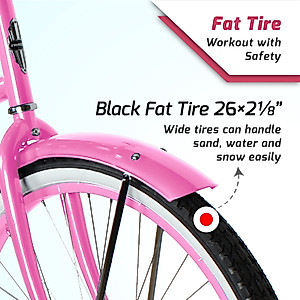 Tracer TAHA Beach Cruiser Bike for Women,26 Inch Wheels,Hi Ten Steel Frame,1 Speed,Coaster Brake,Hybrid Bike for Adults,Complete Cruiser Bikes,Pink