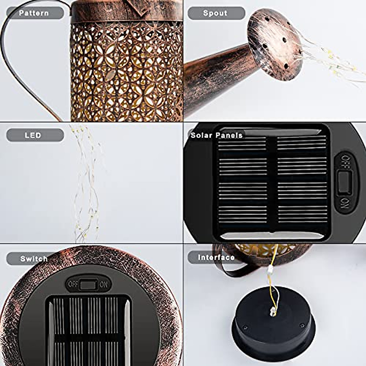 Solar Watering Can with Lights Decorative Garden Stake with Bright LED Waterproof for Solar Garden Decorations Metal Watering Can Solar Lights Stake Outdoor Decorations