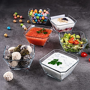 Glass Bowls for Kitchen Prep, Modern Serving Dishes for Dessert, Salad, Fruit, Pudding, Ice Cream, Cereal, Large Capacity 10.25 oz, Stackable Bowls Set of 6