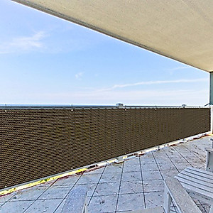 TANG 3' x 50' Brown Residential Commercial Privacy Deck Fence Privacy Screen 200 GSM Weather Resistant Outdoor Protection Fencing Net for Balcony Verandah Porch Patio Pool Backyard Rails
