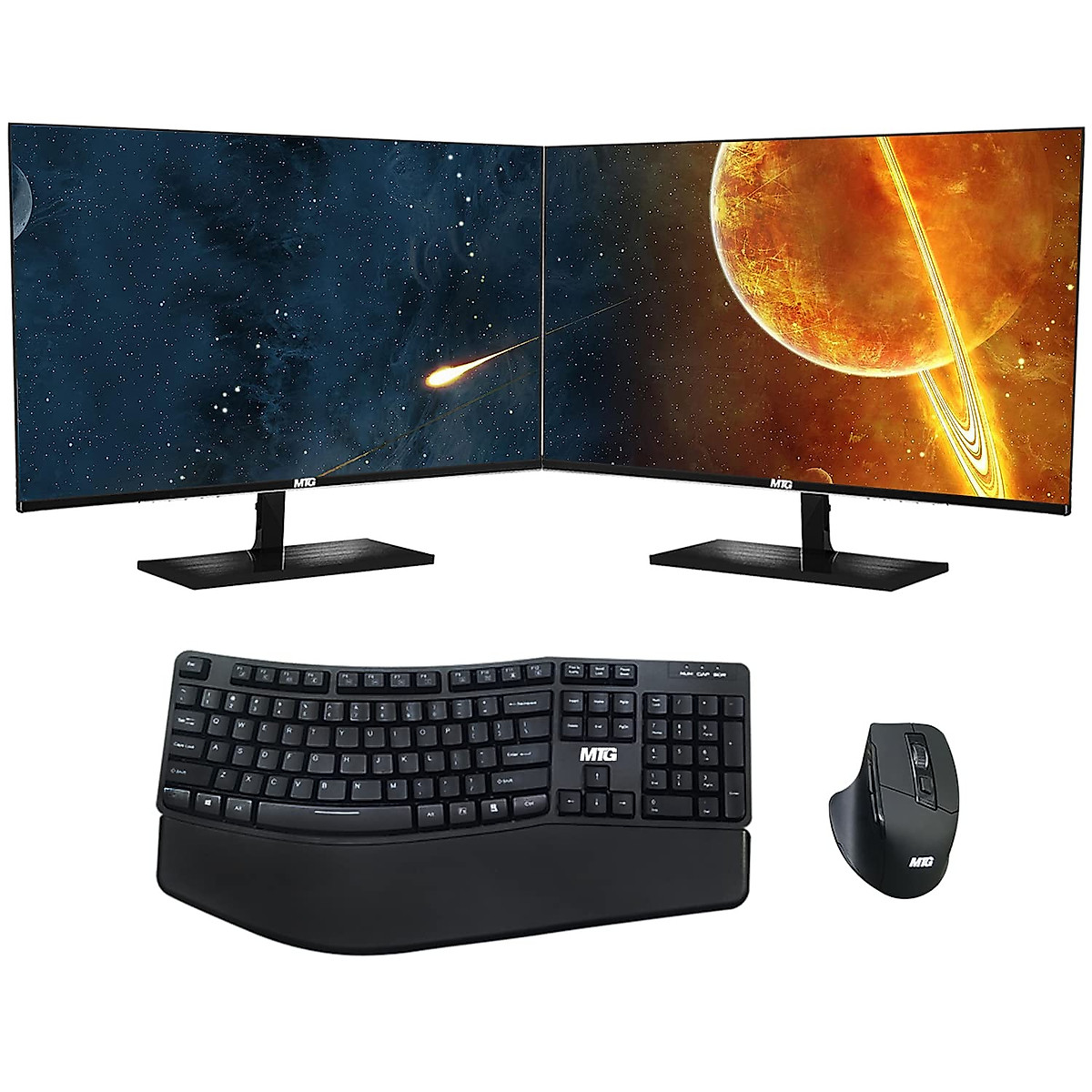 All in one Desktop Computer, TechMagnet Cheetah 6, Intel Core i5 6th Gen 2.5 GHz, 16GB DDR3, 1TB SSD, New Dual 24 inch LED, MTG Wireless Ergonomic Keyboard Mouse Windows 10 Pro (Renewed)