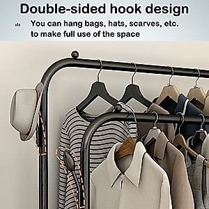 ZBYL Mobile Clothes Rack Garment Wardrobe Rack with Wheels, Metal Clothing Closet Rack with Shelves, Portable Rolling Coat Organizer Rack with Bottom Rack, 105×140cm