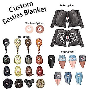 Custom Best Friend Throw Blanket with Name & Hairstyle- Soft Fleece Blanket | Best Friend Birthday Gifts for Women,Personalized Friendship Gifts for Teen Girls, Besties,Sister | Long Distance Gift
