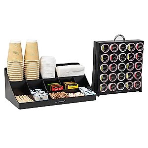 Mind Reader 11 Compartment Condiment 50 Capacity K-Cup Single Serve Coffee Pod Holder Storage Organizer, Black, One Size