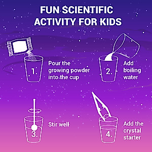 Kids Crystal Growing Kit - Science Kits for Kids - Chemistry Set to Grow 4 Amazing Crystals - Science Kits & Toys - Crystal Kit for Kids Age 8 Years and Up - Science Toys - STEM Kits