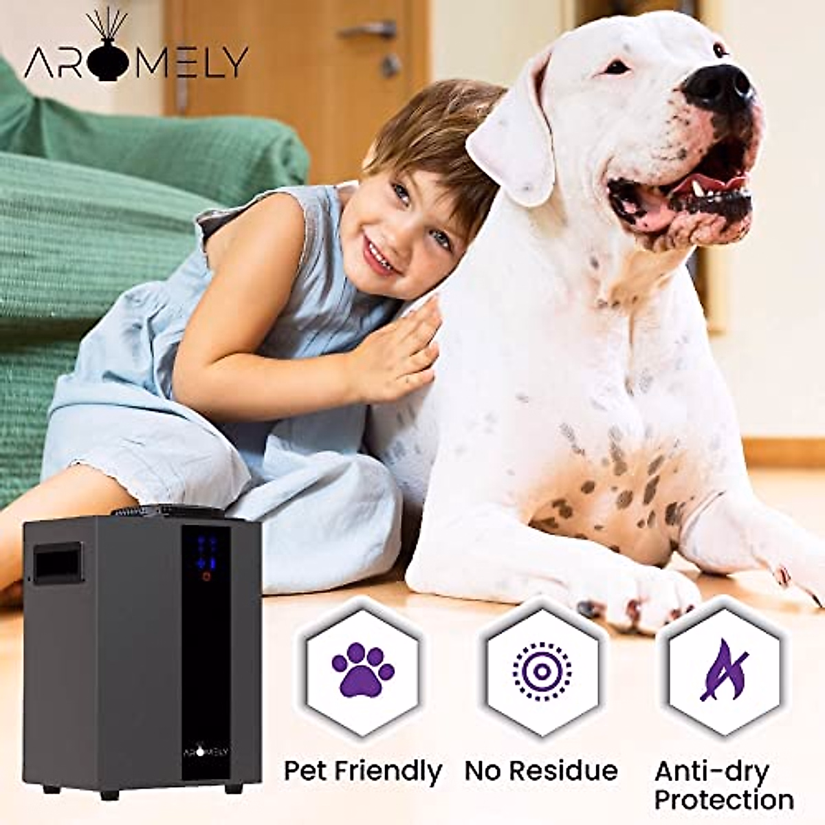Aromely Smart Bluetooth HVAC Nebulizing Aromatherapy Scent Diffuser - Waterless Aroma Machine Perfect Air Freshener for Home or Office up to 4,000 SQSF Large 800ml Oil Bottle. (Black)