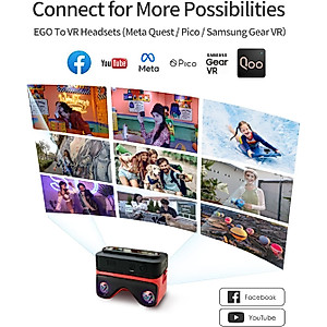 QooCam EGO Instant View 3D Camera Binocular 4K Sports Camera VR Adaptation 3D Lipo Vlog Camera HD (Black)