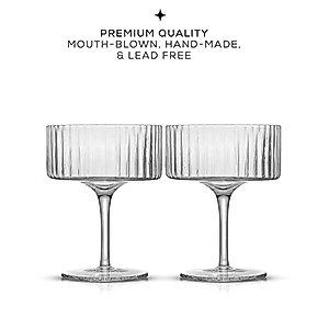 JoyJolt Fluted Coupe Glasses – ELLE 10oz Cocktail Coupe Glasses Set of 2 Ribbed Coupe Glass. Unique Champagne Coupe Glasses, Ribbed Martini Glass or Cocktail Glasses. Vintage Style Drinking Glasses
