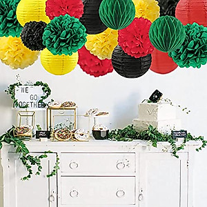 Black History Month Decorations Black History Month Celebration Decorations Black Red Green Yellow Tissue Pom Poms Lanterns Honeycomb Balls African American Juneteenth Decorations by HappyField