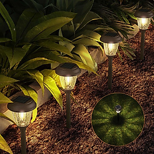 XMCOSY+ Solar Lights Outdoor 10/25 LM LED with 2 Lighting Modes, Solar Garden Lights Glass and Metal, IP65 Waterproof Solar Powered for Yard Pathway Walkway Driveway Patio (6 Pack, Warm White)
